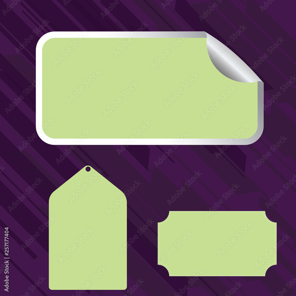 Blank Color Label, Self Adhesive Sticker with Border, Bended Corner and ...