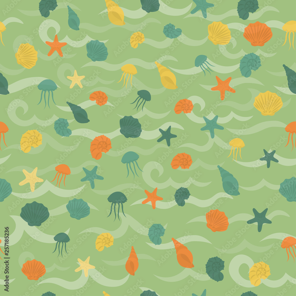 Seamless sea pattern in nautical-inspired design. Sea background with ...