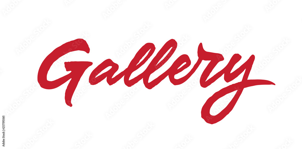 Gallery vector lettering. Handwritten text label. Freehand typography ...