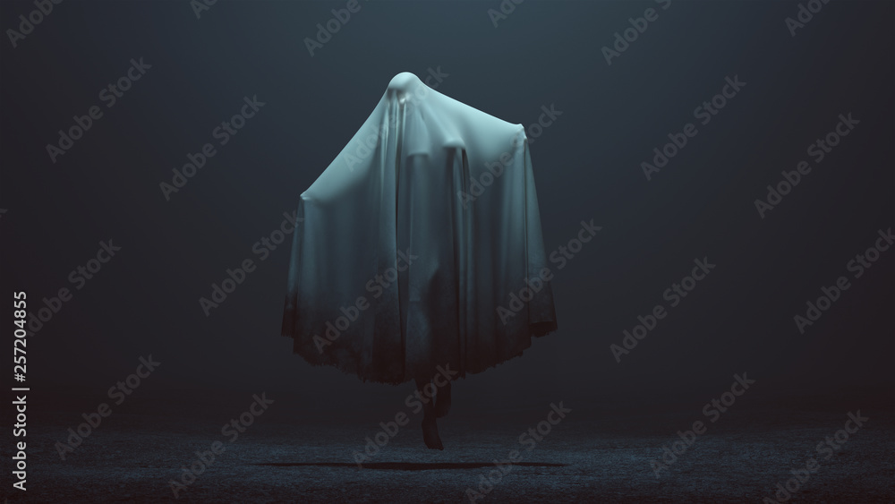 Floating Evil Spirit with Arms Out and Glowing Eyes in a Death Shroud ...