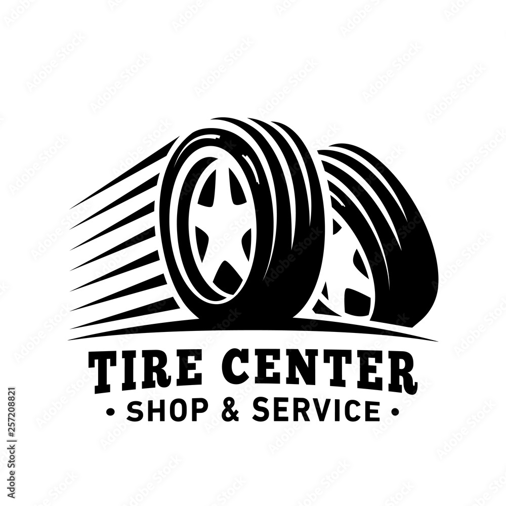 Tire center design template. Tire shop and service vector and ...