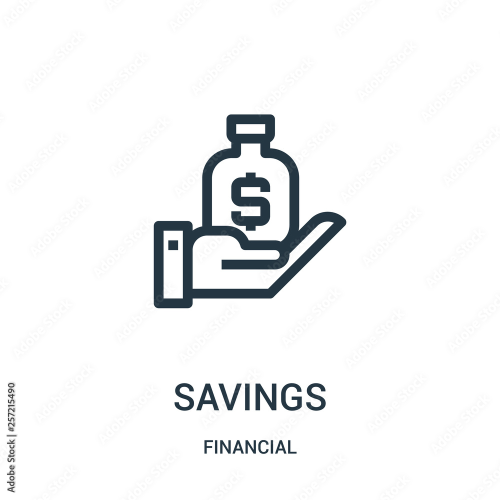 savings icon vector from financial collection. Thin line savings ...