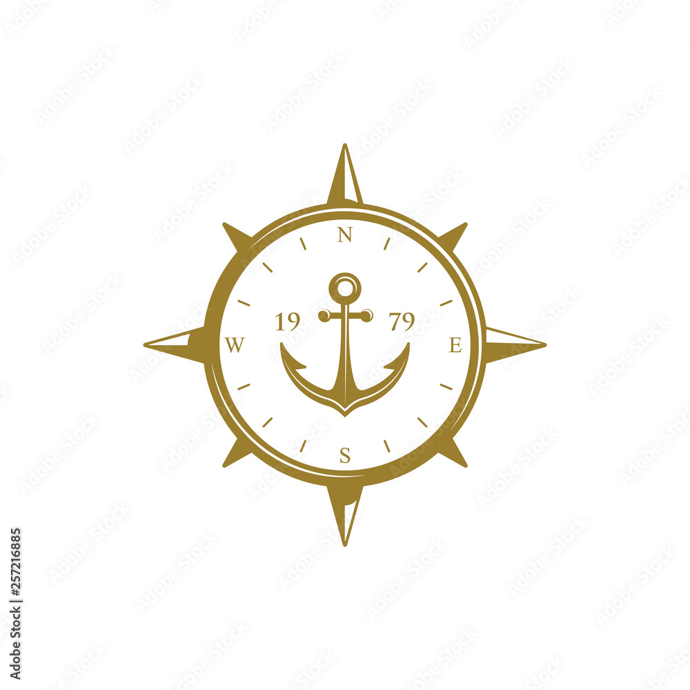 Sailor compass with anchor logo badge or insignia Stock Vector | Adobe ...