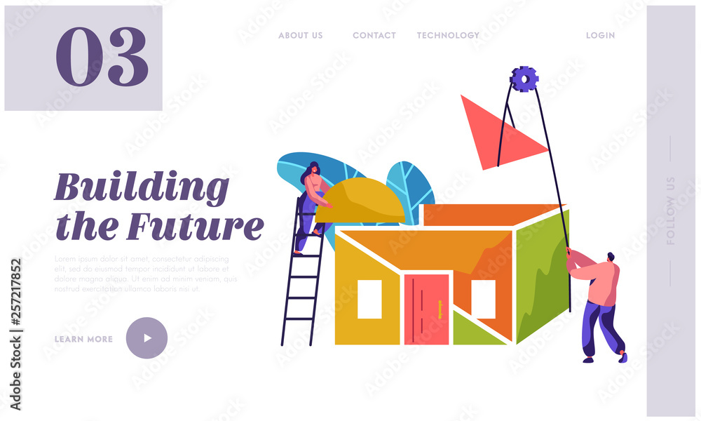 Team Builder Construction New Home Landing Page. Woman in Process ...