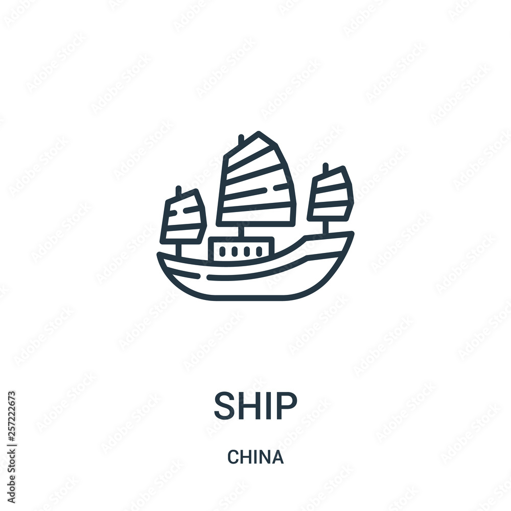 ship icon vector from china collection. Thin line ship outline icon ...