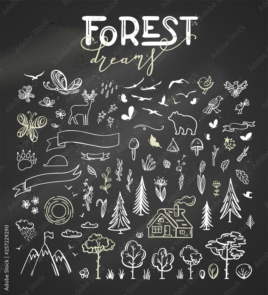 Vector set of nature doodles. Stock Vector | Adobe Stock