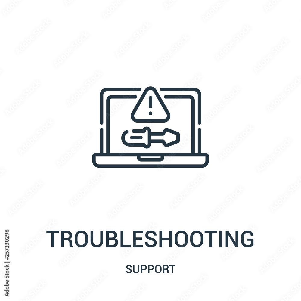troubleshooting icon vector from support collection. Thin line ...