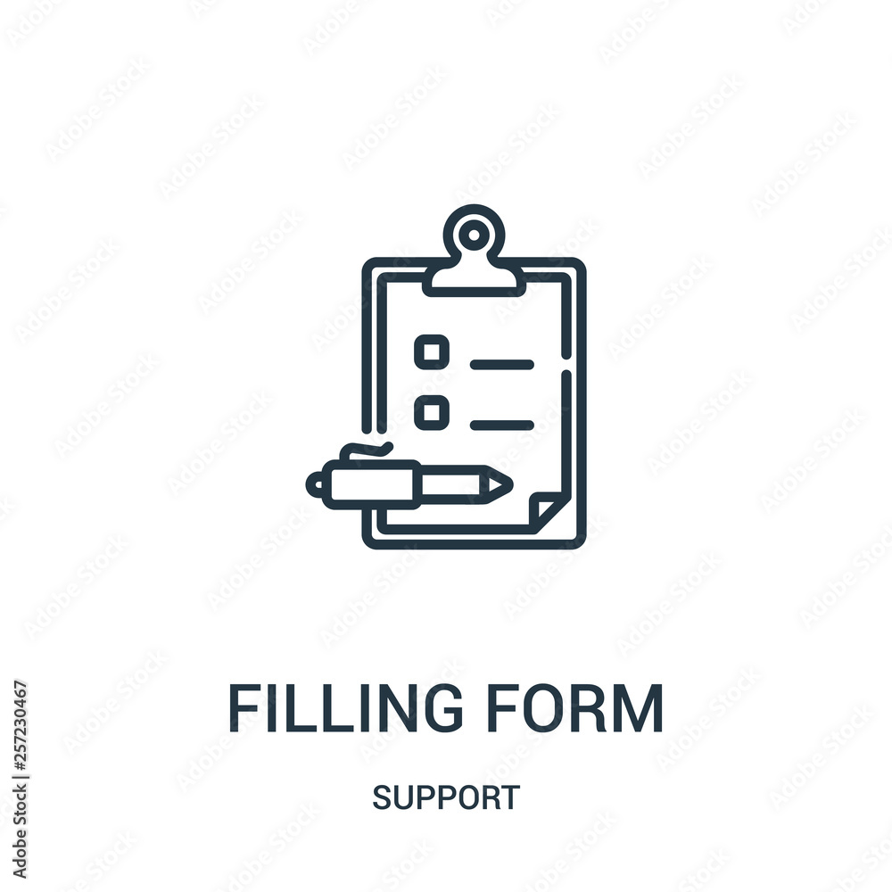 filling form icon vector from support collection. Thin line filling ...