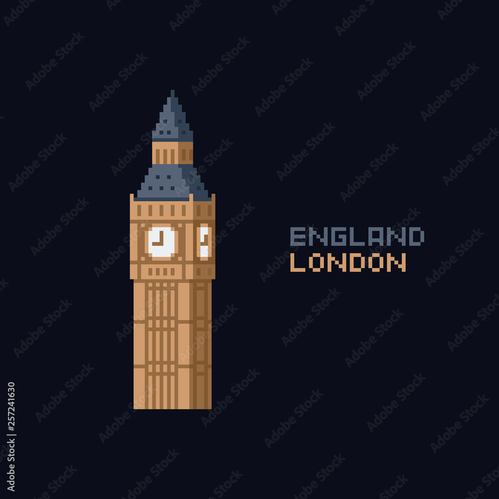 Pixel art vector illustation icon - United Kingdom England London ...