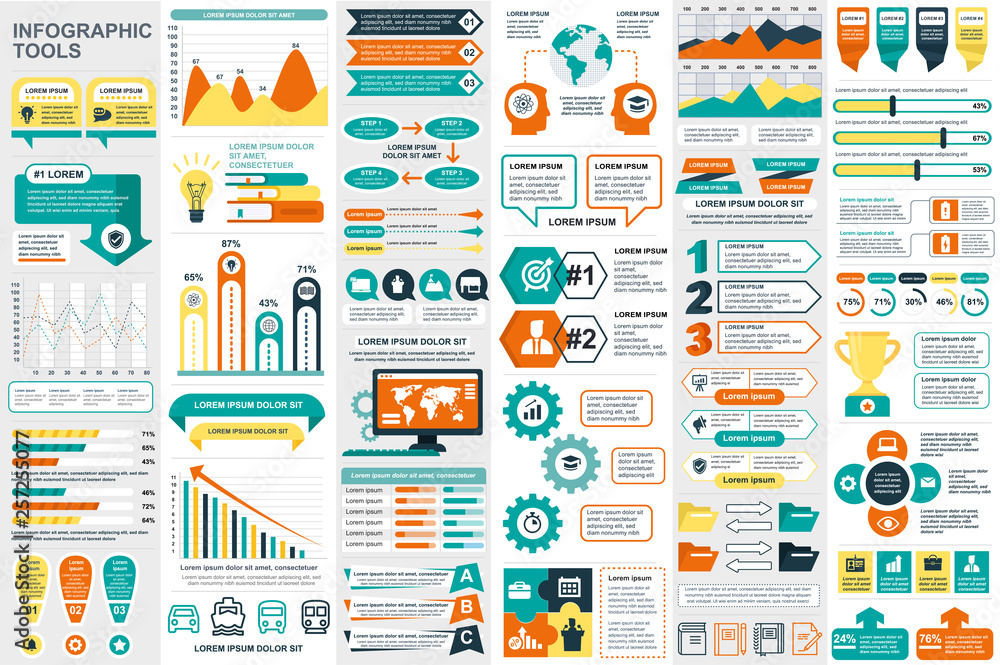 Infographic elements data visualization vector design template. Can be ...