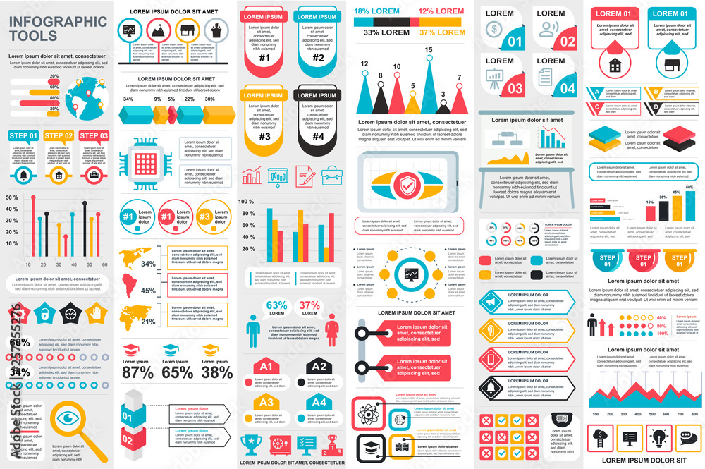 Infographic elements data visualization vector design template. Can be ...