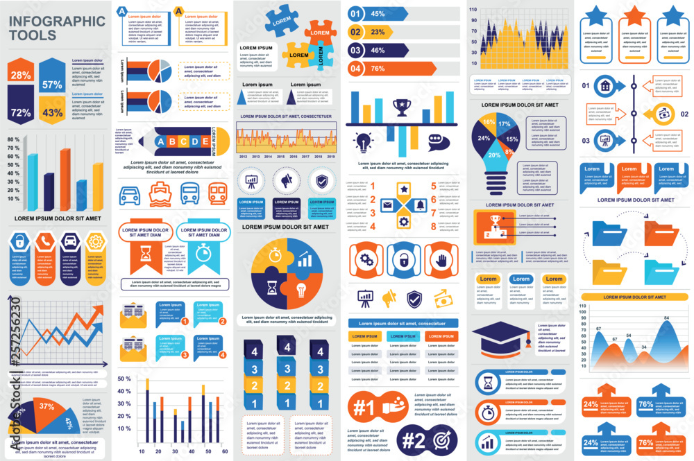 Infographic elements data visualization vector design template. Can be ...