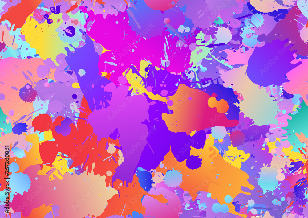 Vecteur Stock Colorful seamless pattern background with art paint drops ...