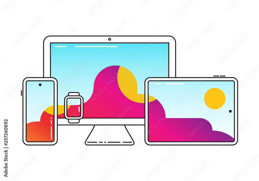 Cross-platform Vector Icons Illustration. Cross Platforming Devices ...