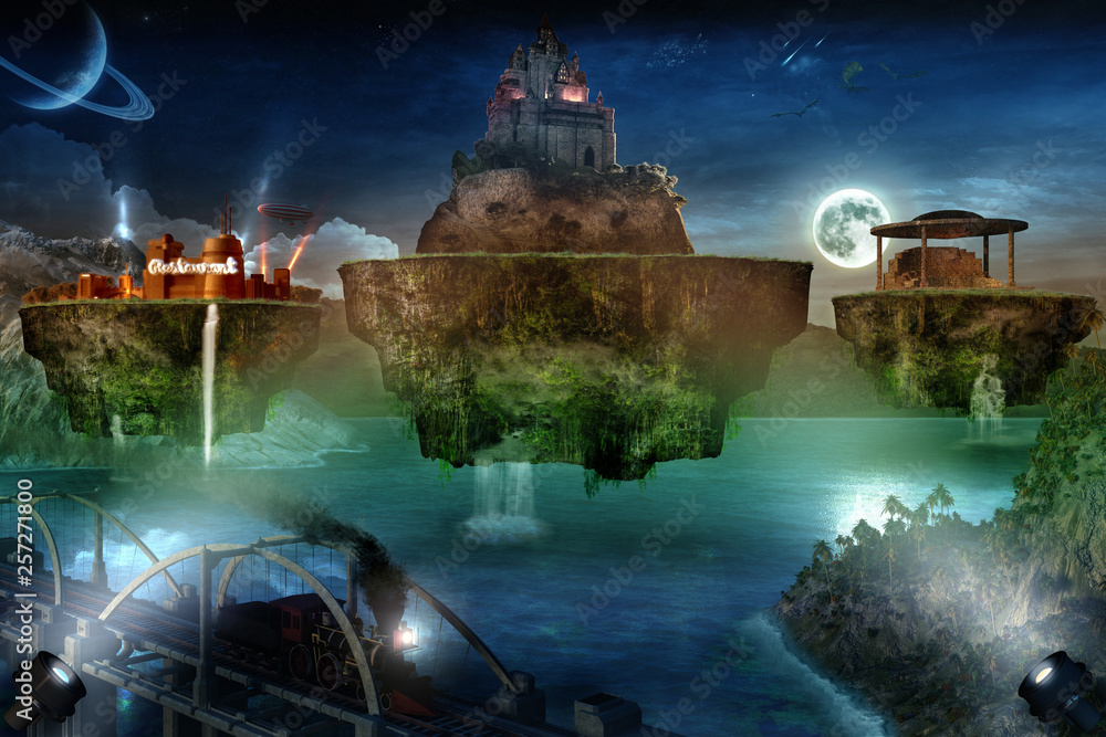 majestic concept science fiction environment illustration Stock ...