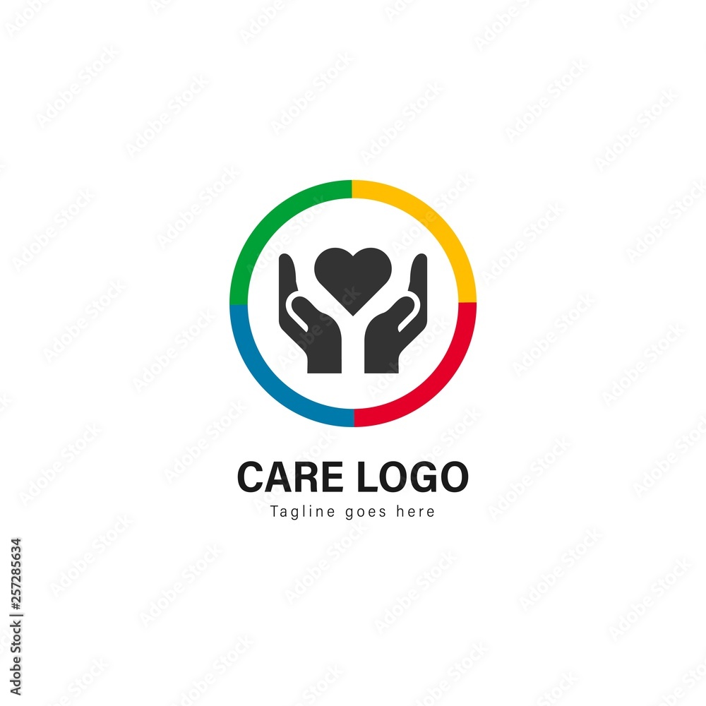 Care logo template design. Care logo with modern frame vector design ...