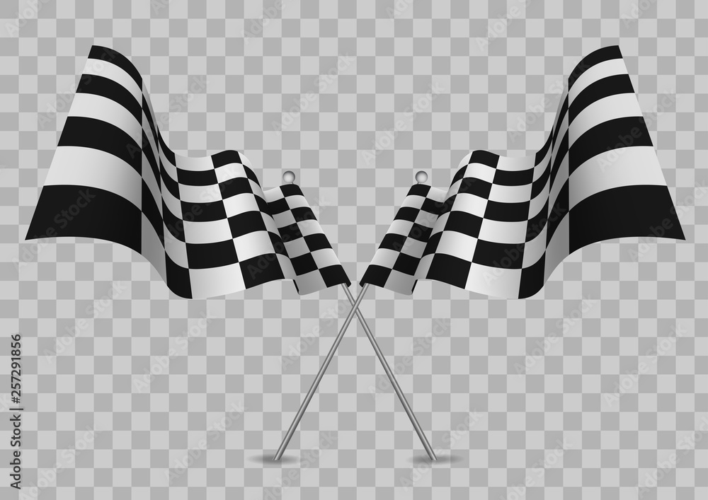 Racing Checkered Flags 3d On Transparent Vector Background. Stock ...