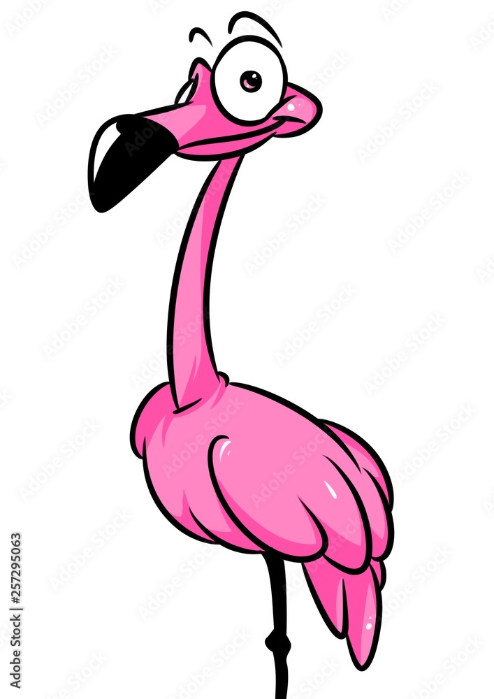 Pink flamingo parody bird animal character cartoon illustration ...