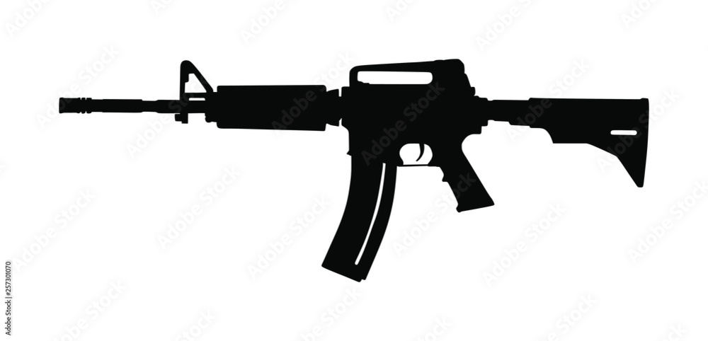 Rifle vector silhouette isolated on white background. Tactical assault ...
