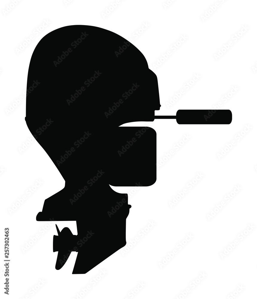Boat engine vector silhouette isolated on white background. Outboard ...
