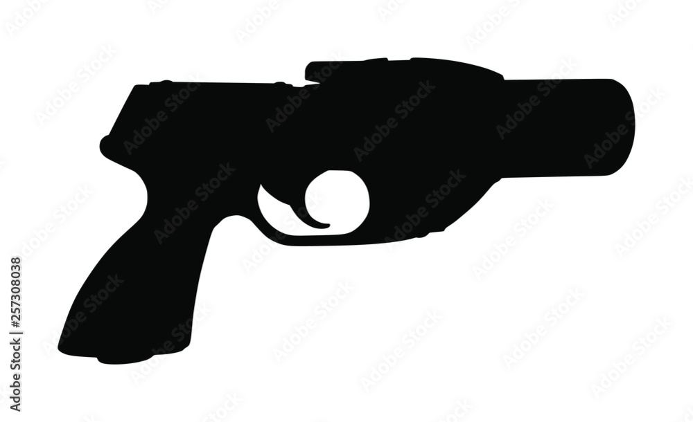 Flare gun vector silhouette isolated on white background. Signal pistol ...