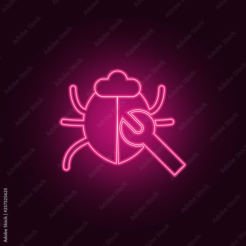 virus patch icon. Elements of cyber security in neon style icons ...