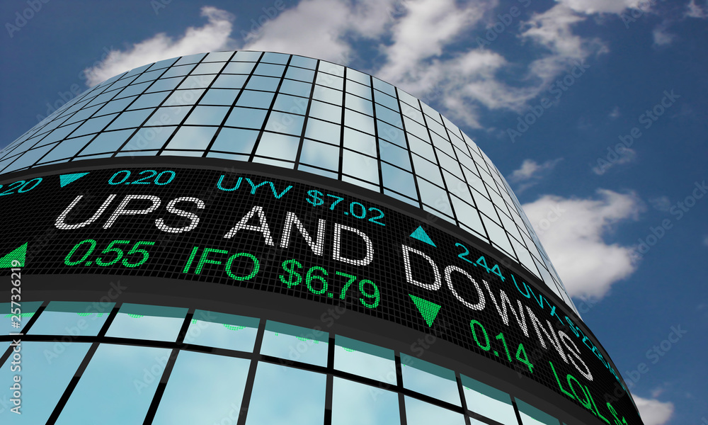 Ups and Downs Rise Fall Bear Bull Cycle Stock Market Ticker 3d ...