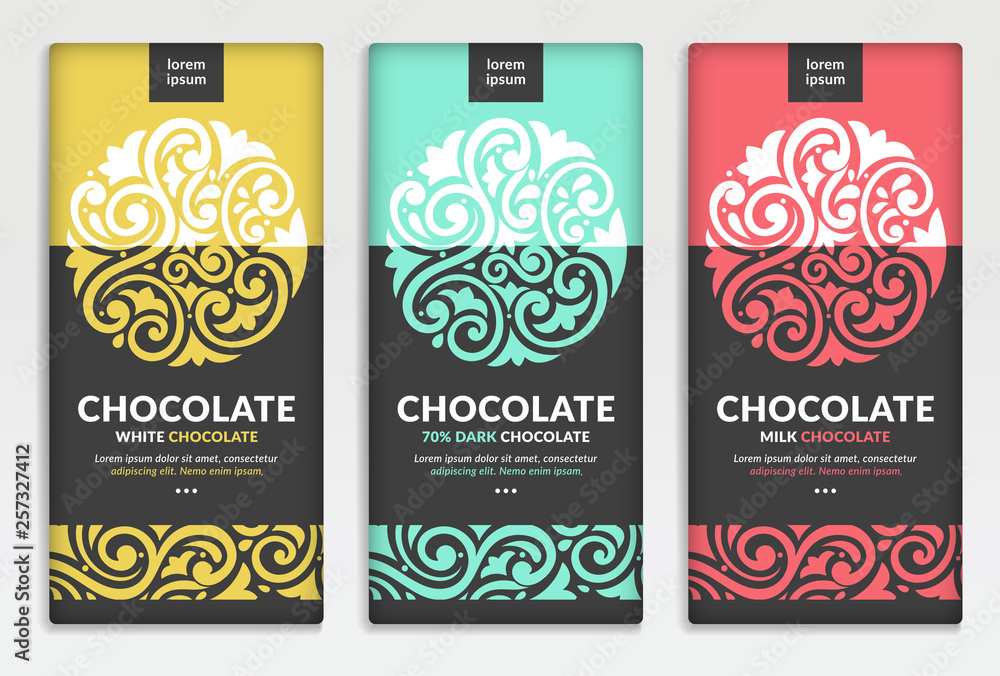 Abstract packaging design of chocolate bars. Vintage vector ornament ...