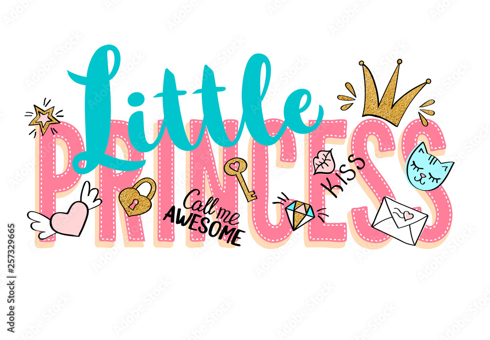 Little Princess lettering with girly doodles and hand drawn phrases for ...