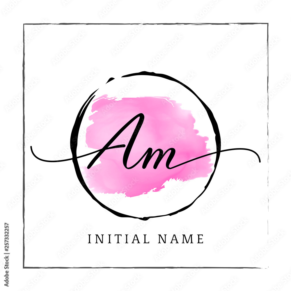 AM initial logo vector, feminin script font , modern and elegants ...