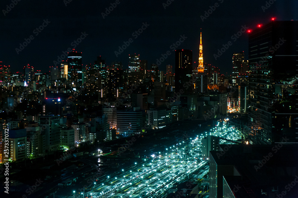 Poster aerial photography of Tokyo night view, japan, Futuristic ...