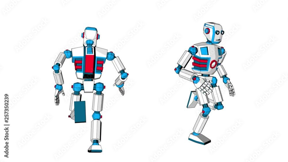 Fantastic Robot Cyborg Run Cycle. Rear view and perspective. 3d ...
