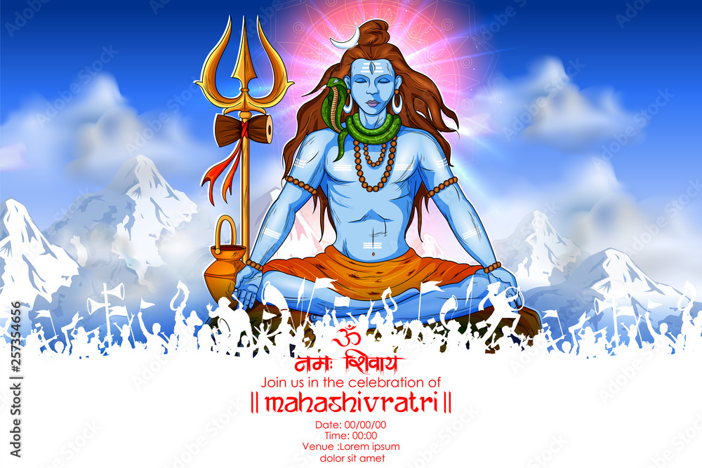 Lord Shiva, Indian God of Hindu for Shivratri with message Om Namah ...