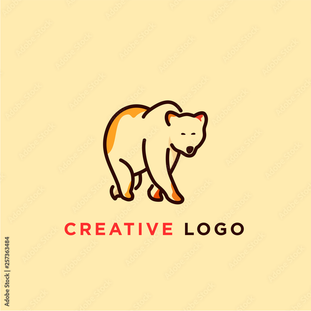 line art illustration of bear logo designs, colorful bear logo template ...