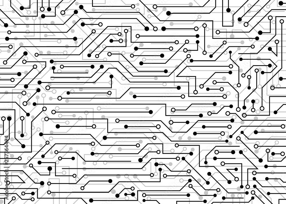 Circuit board, technology background. black and white vector background ...