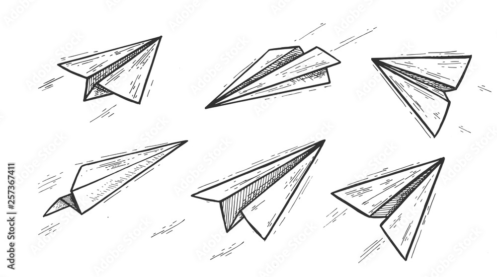 paper planes. paper planes. Freehand drawing. Vector illustration Stock ...