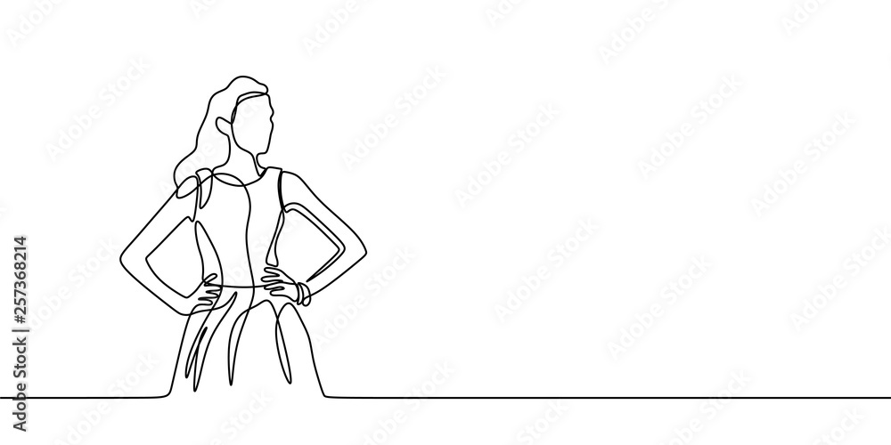 Strong women continuous one line drawing shaking her waist vector ...
