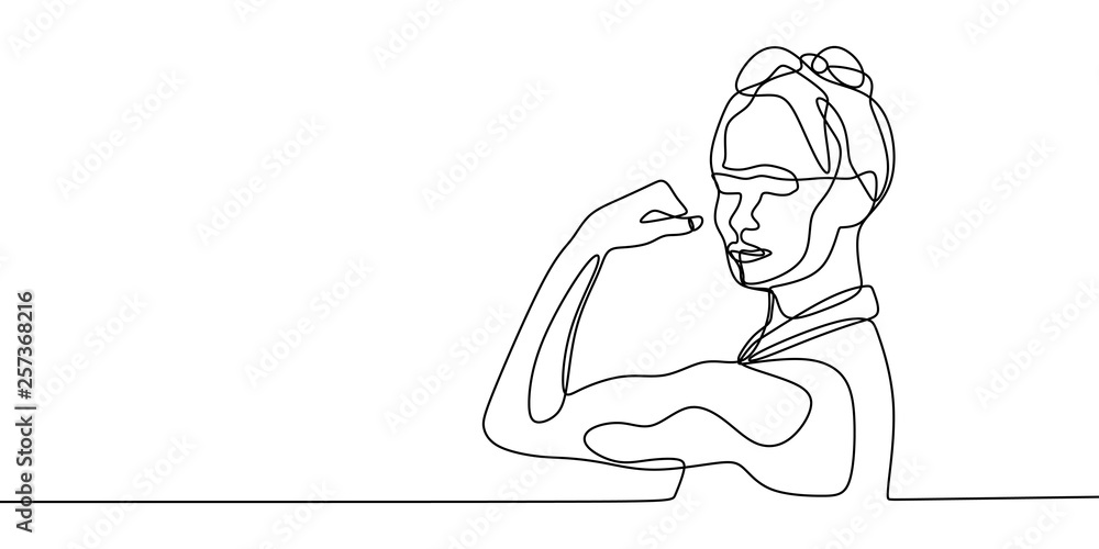 Strong women continuous one line drawing vector illustration. Concept ...
