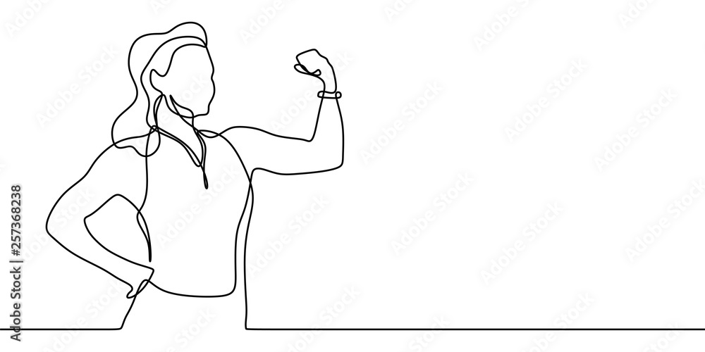 Strong women continuous line drawing vector illustration minimal design ...