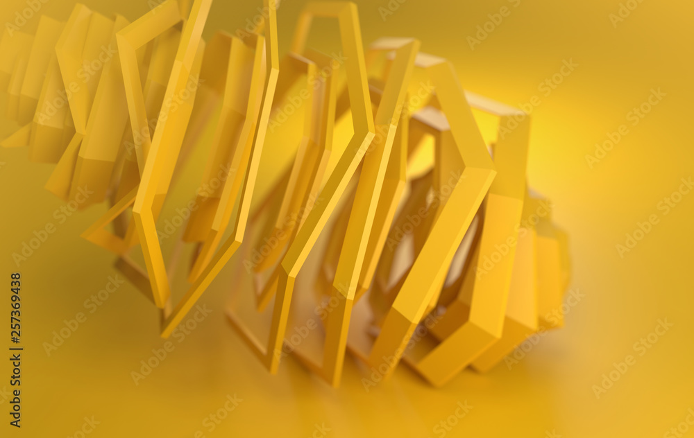Abstract yellow shapes for background. 3D render / rendering. Stock ...