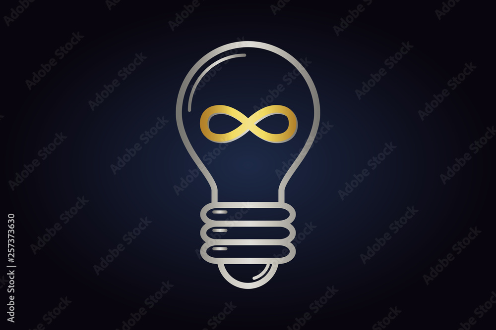 Silver lightbulb vector circuit. Minimalistic vector logo of electric ...
