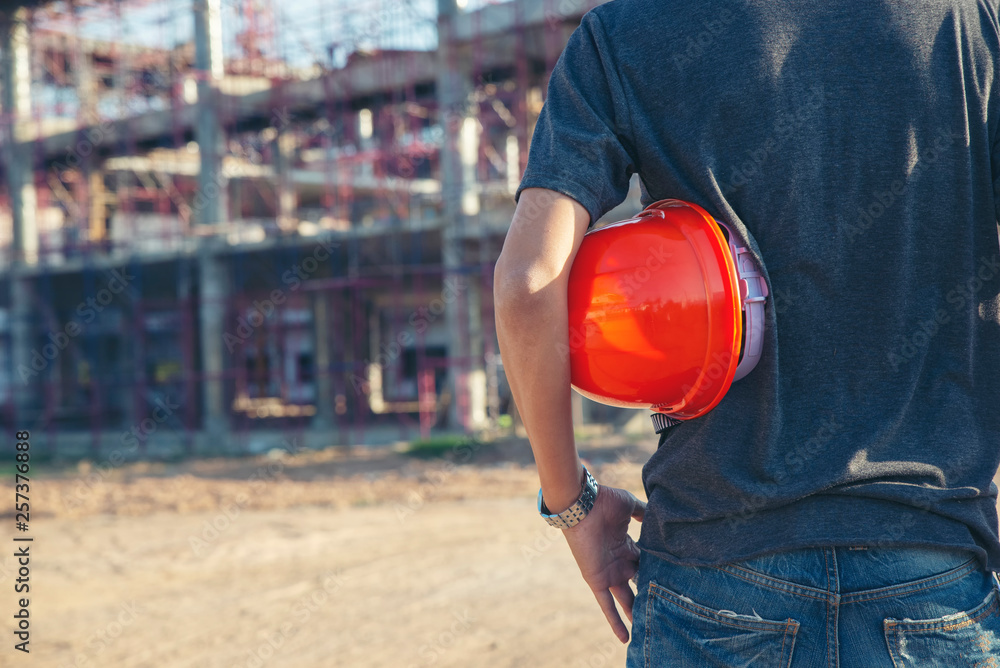 Engineer and safety Officer concept.Young man engineer wear safety hat ...
