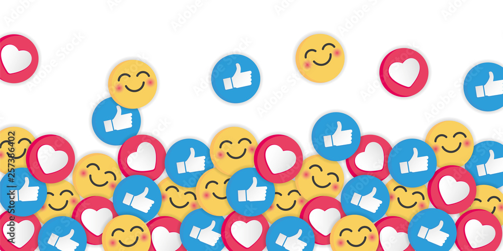 Modern emoji design on white background. Social Network emoticons ...