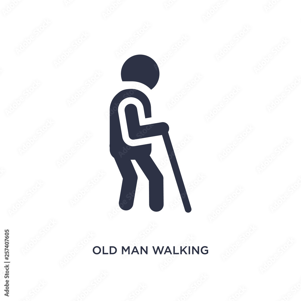 old man walking icon on white background. Simple element illustration ...