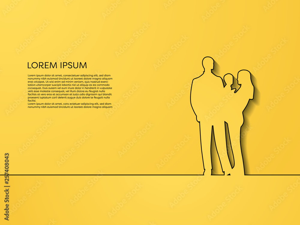 Line art family vector background. Mother, father, child silhouette ...