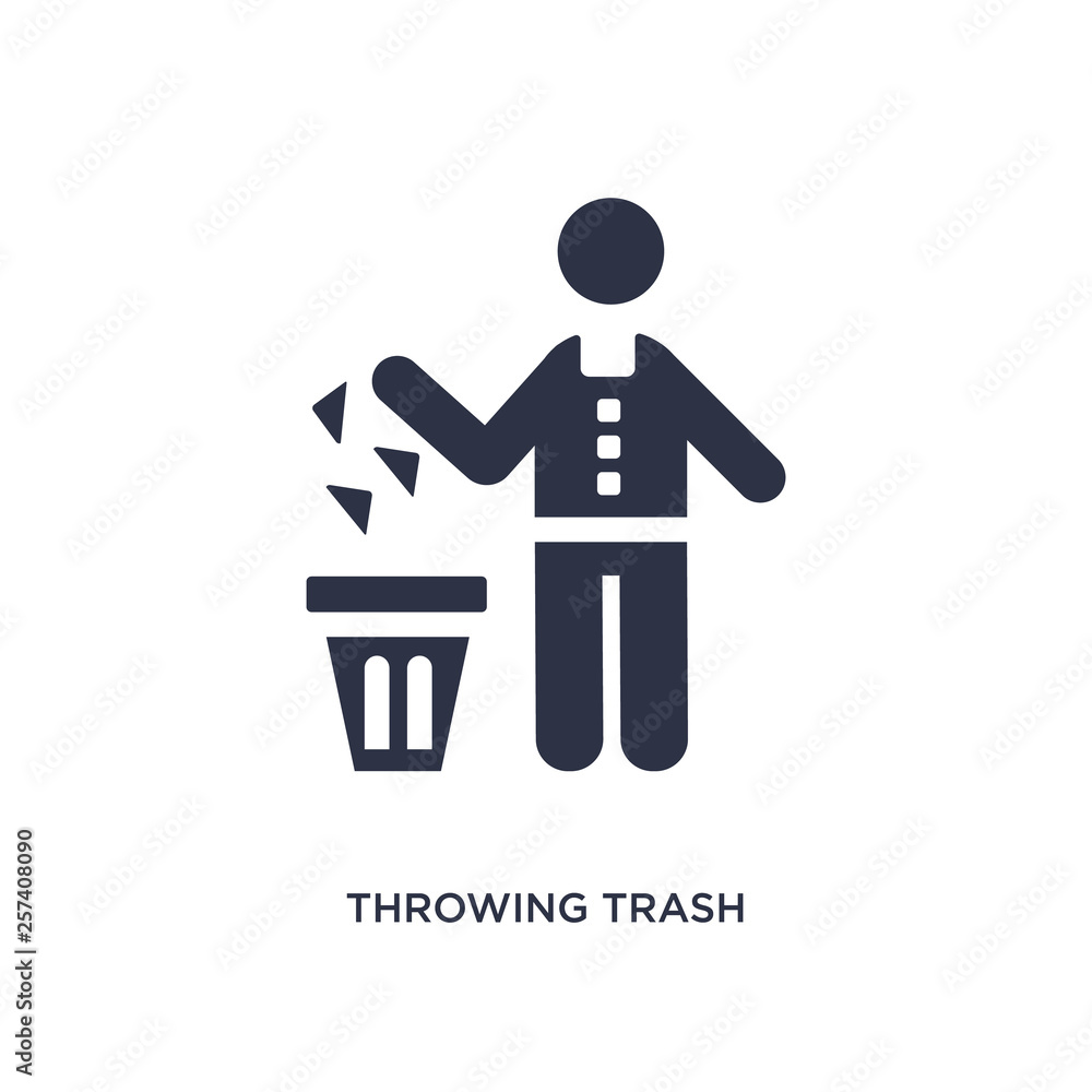 throwing trash icon on white background. Simple element illustration ...