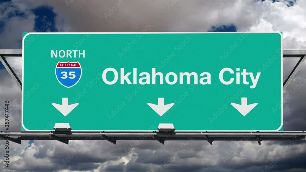 Oklahoma City interstate route 35 overhead freeway directional arrow ...