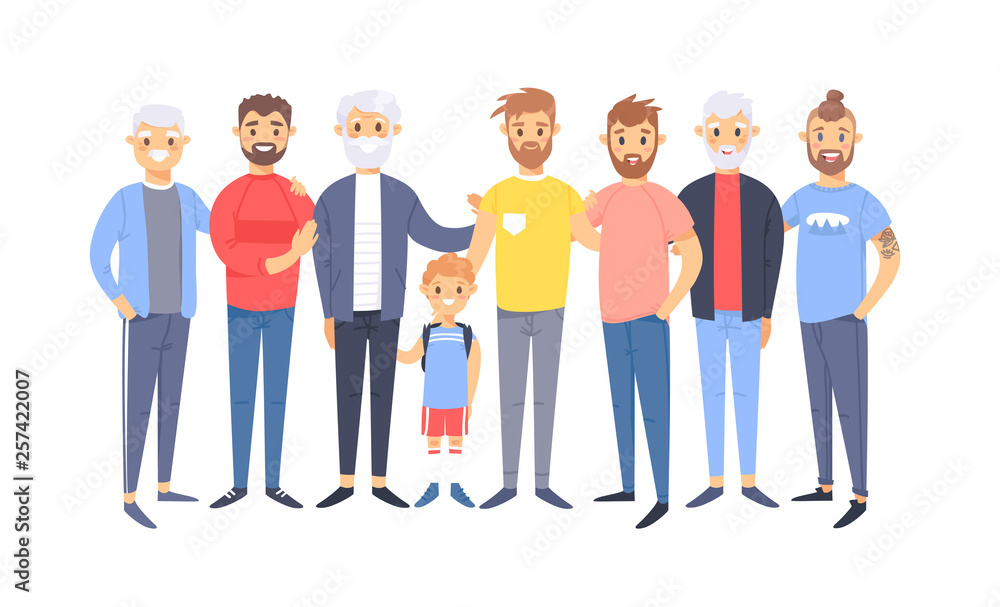 Set of a group of different caucasian men. Cartoon style european ...