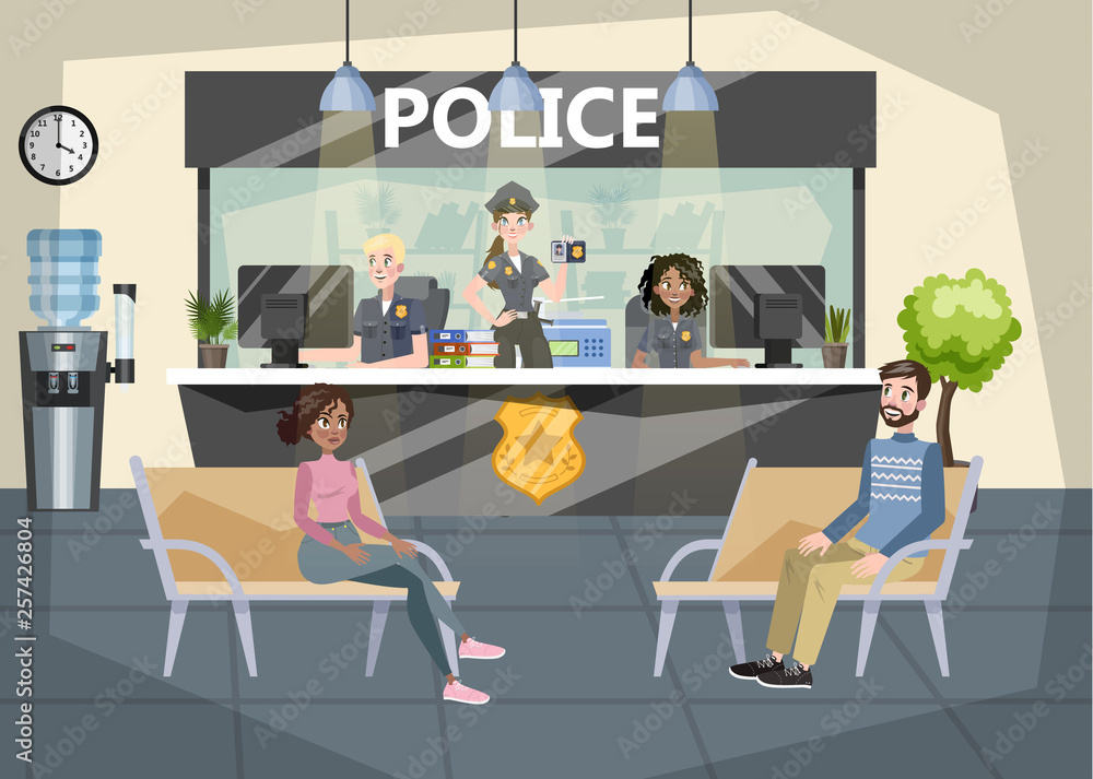 Police station building interior. Police officer inside Stock Vector ...