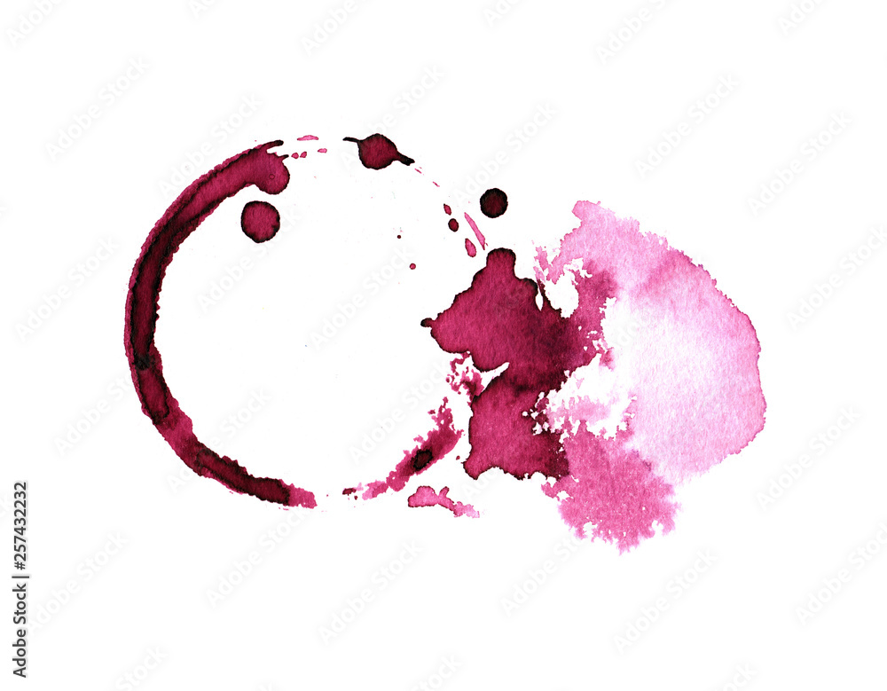 Red wine stain isolated on white background. wine texture watercolor ...